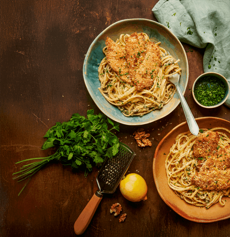 Basil Parmesan Pasta with Crispy Chicken – IGA Spanos - Supermarket QLD